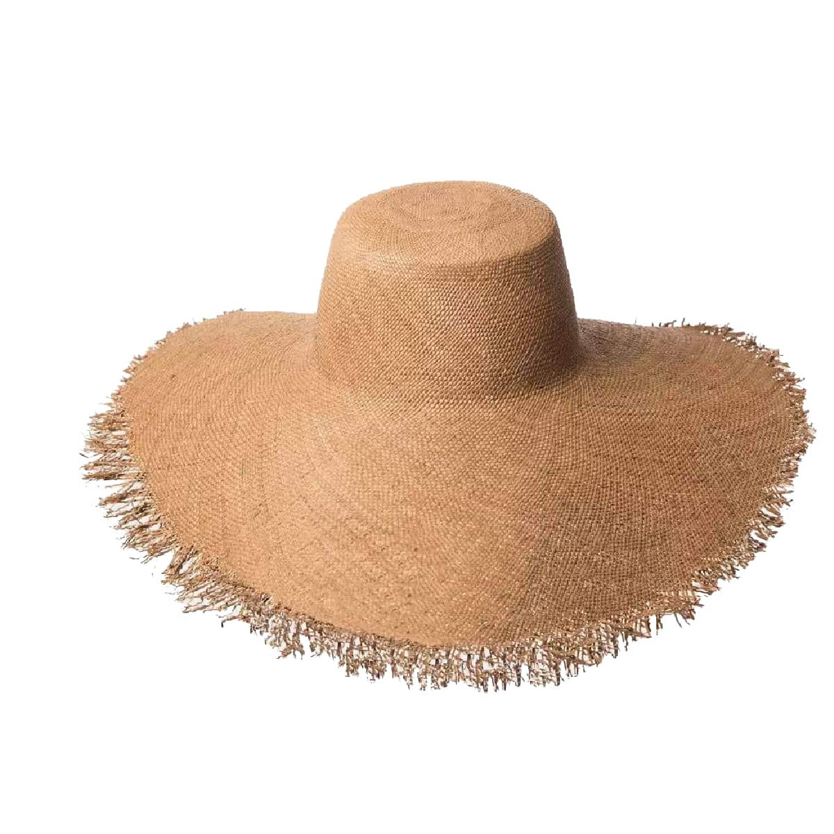 Frayed walnut straw hat | Designer Collection | Coveti
