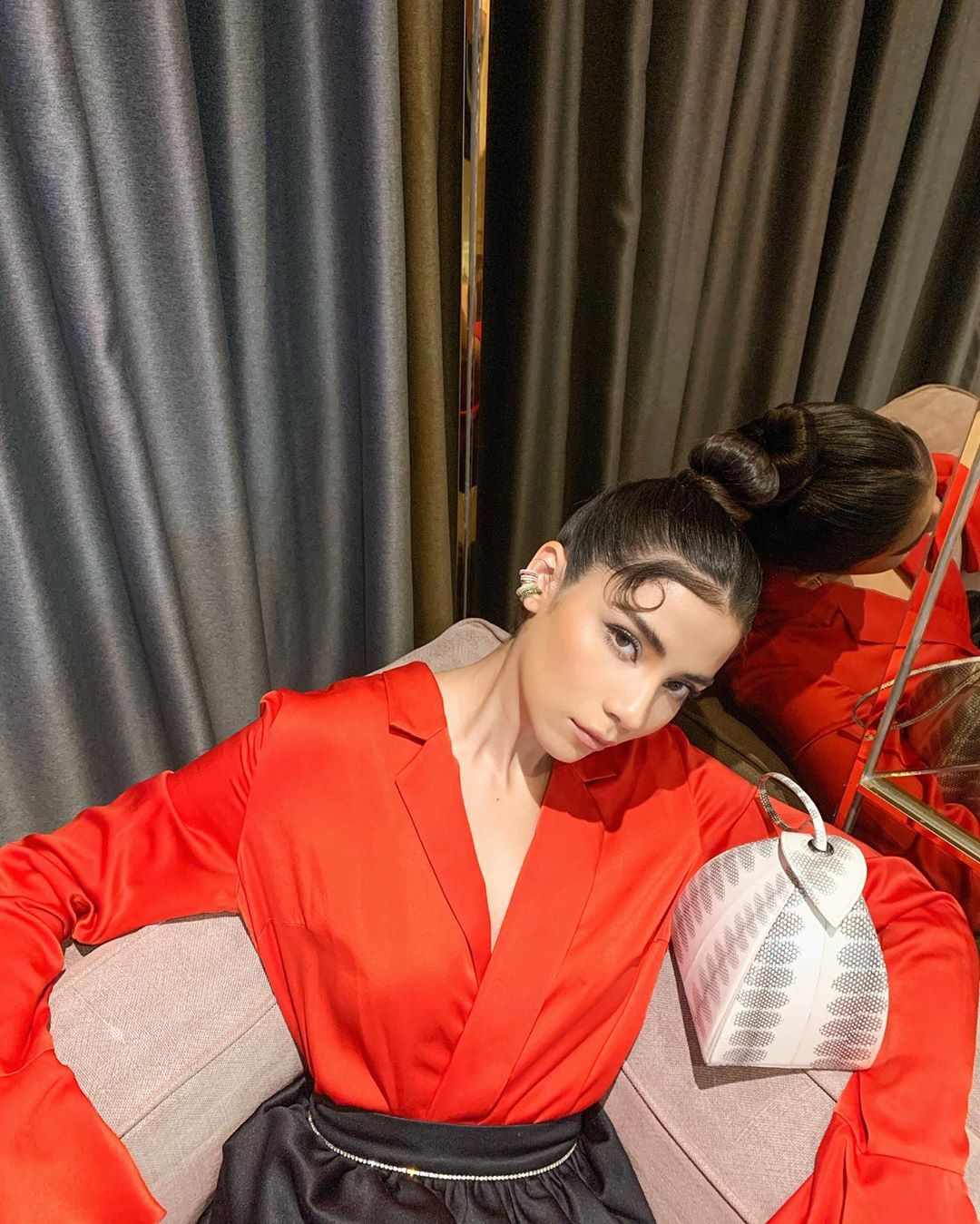 Maria Sea Snake Leather White And Black Bag | Coveti