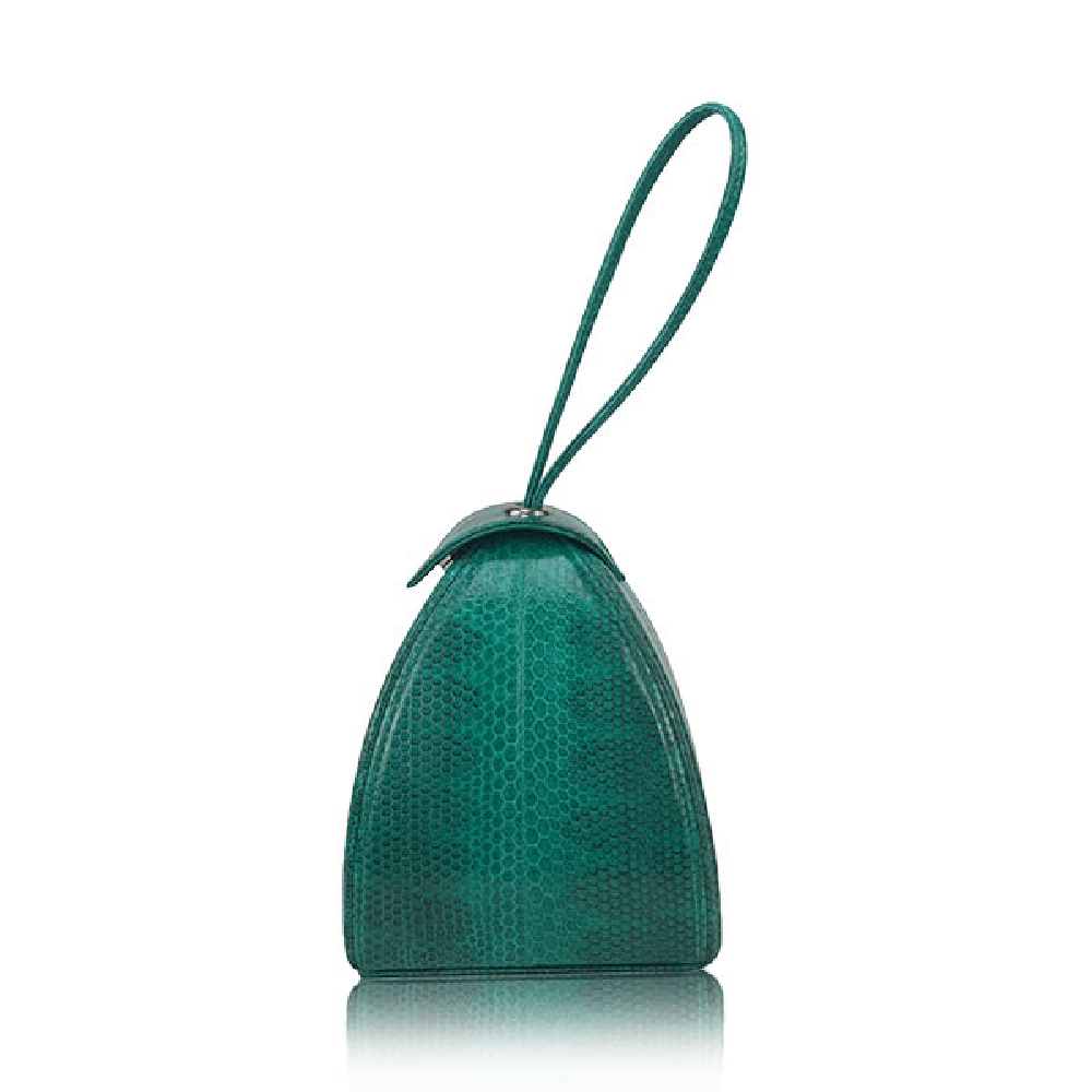 Maria Sea Snake Skin with Lines Green and Black Bag | Coveti