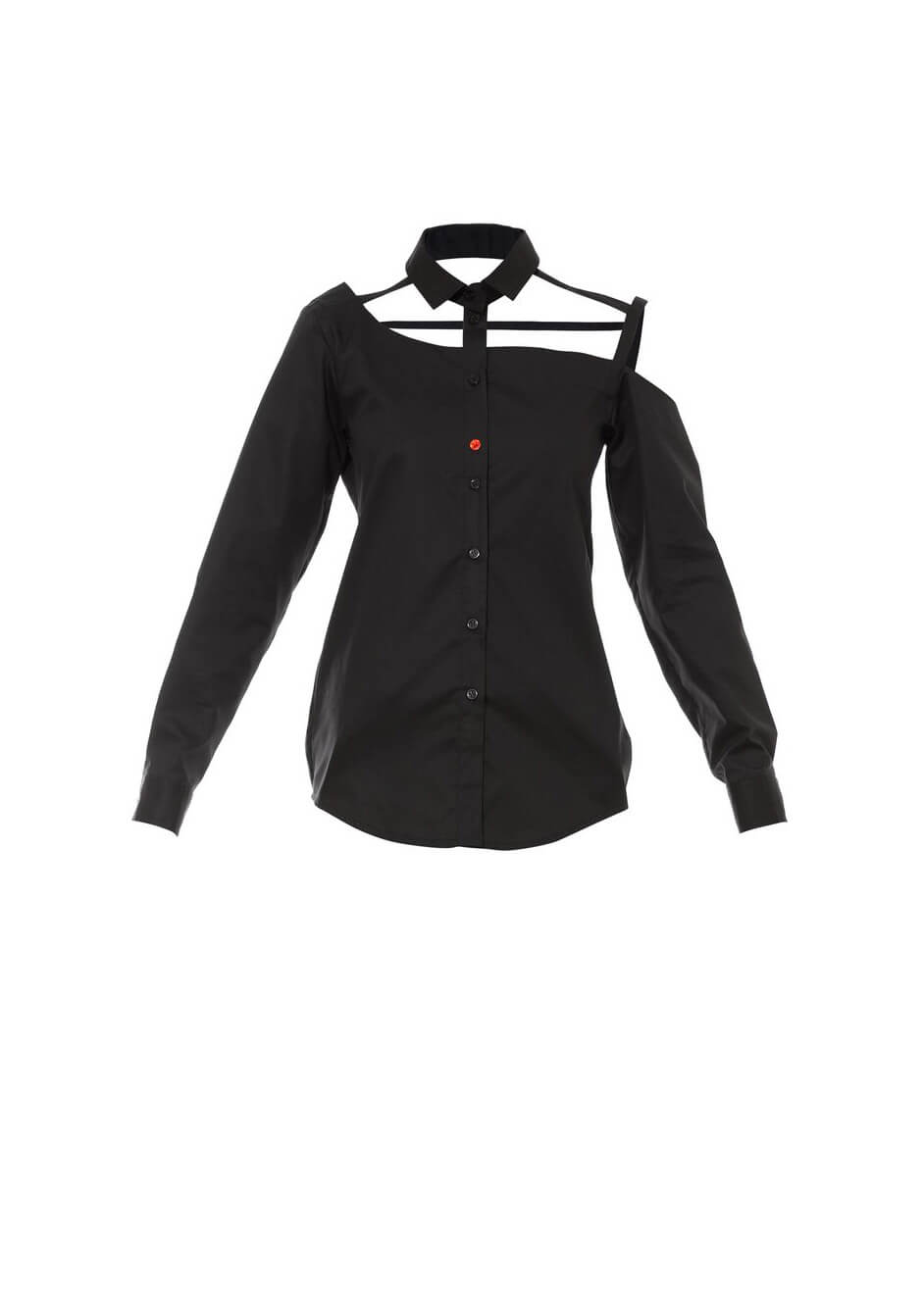 Talented women's one shoulder button down black cotton blouse ...