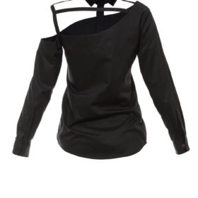 Talented women's one shoulder button down black cotton blouse ...