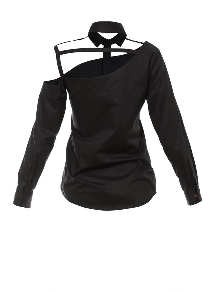 Talented women's one shoulder button down black cotton blouse ...