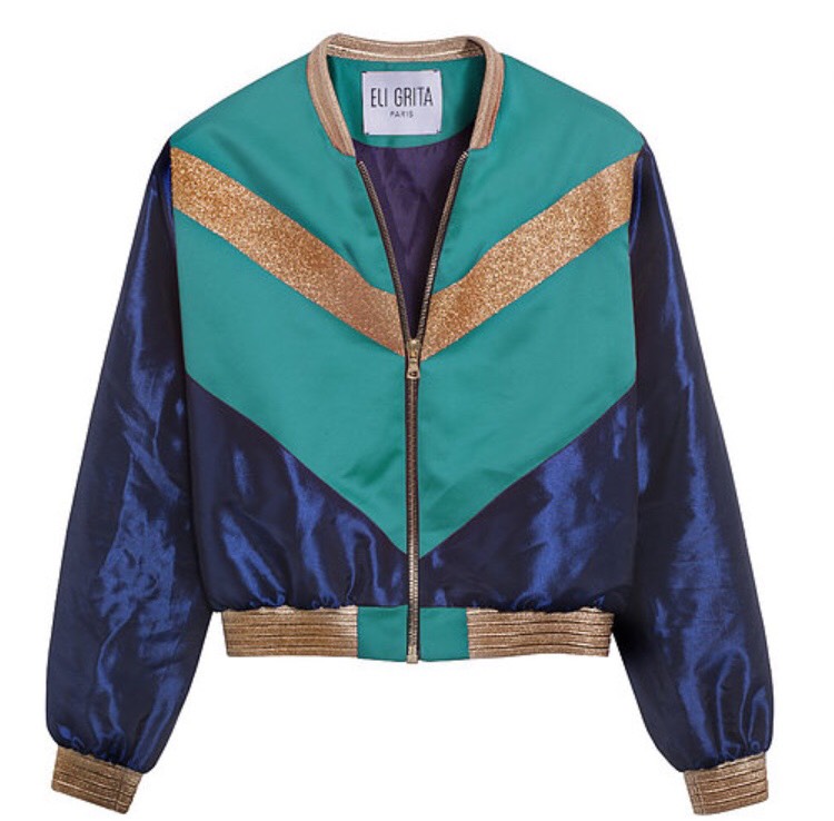 Green satin bomber I Luxury French emerging designer I COVETI