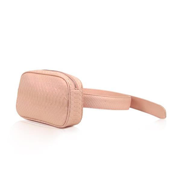 Pink Python Leather Belt Bag | Coveti