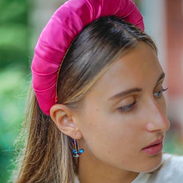 Tanya Litkovska Womens Silk Dragon Fruit Pink Headband Designer