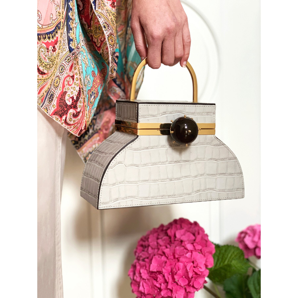 Hailey silver embossed snake bag | Designer Collection | Coveti