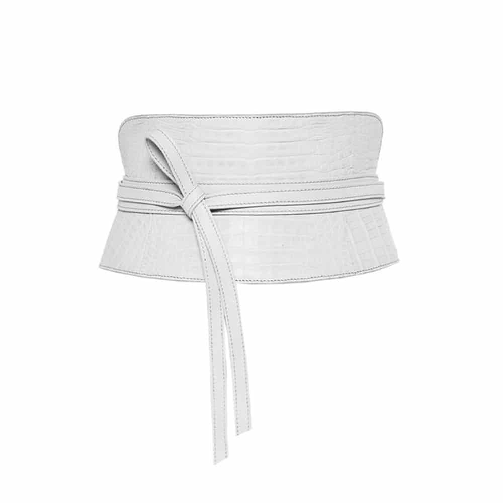 Corset Caiman Ice White Leather Belt | Coveti