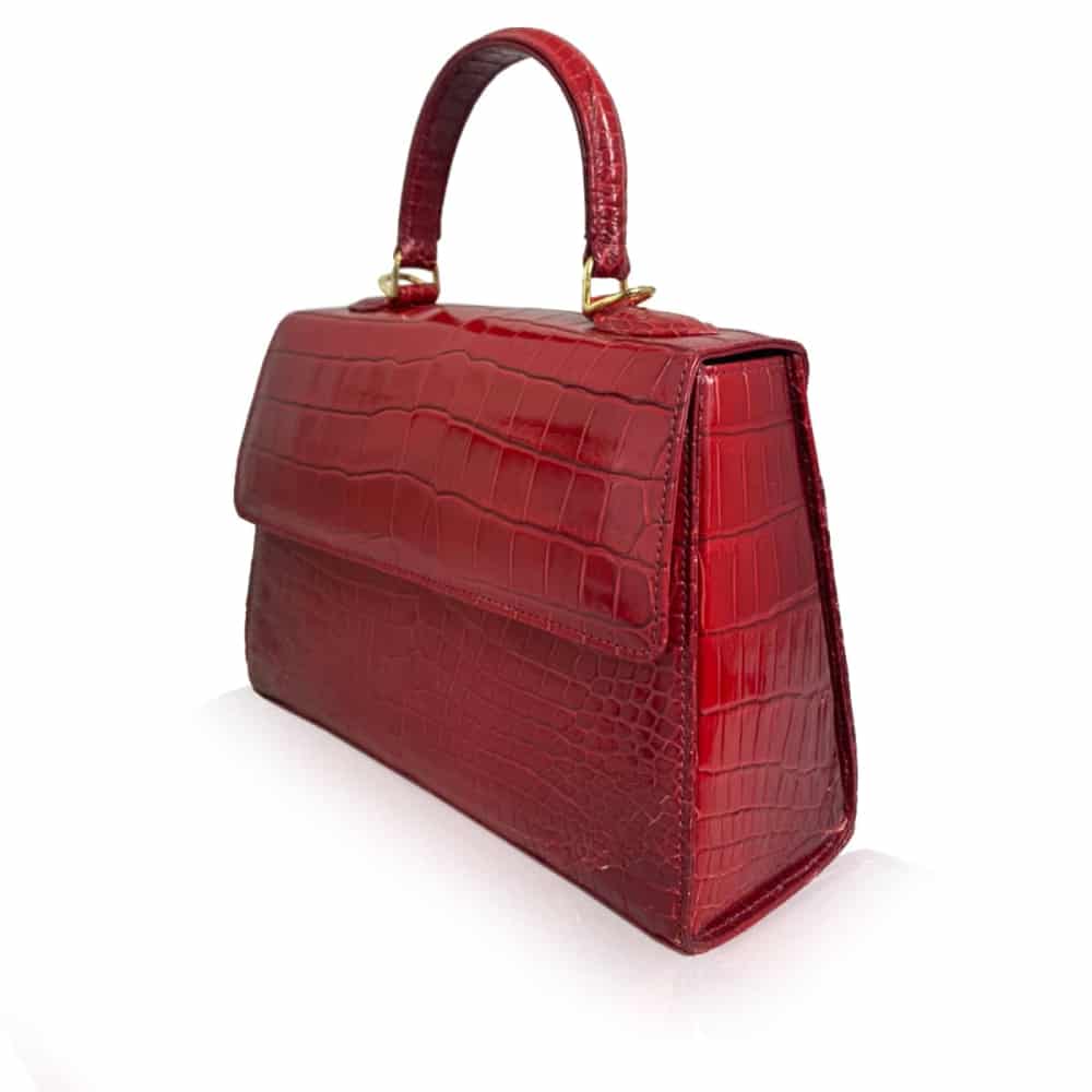 Goldmas shiny two tone red limited crocodile handbags | Coveti