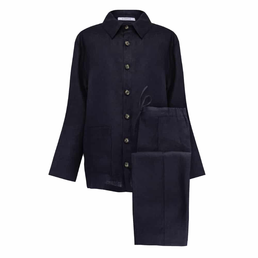 Navy unisex pajamas set with pants | Coveti