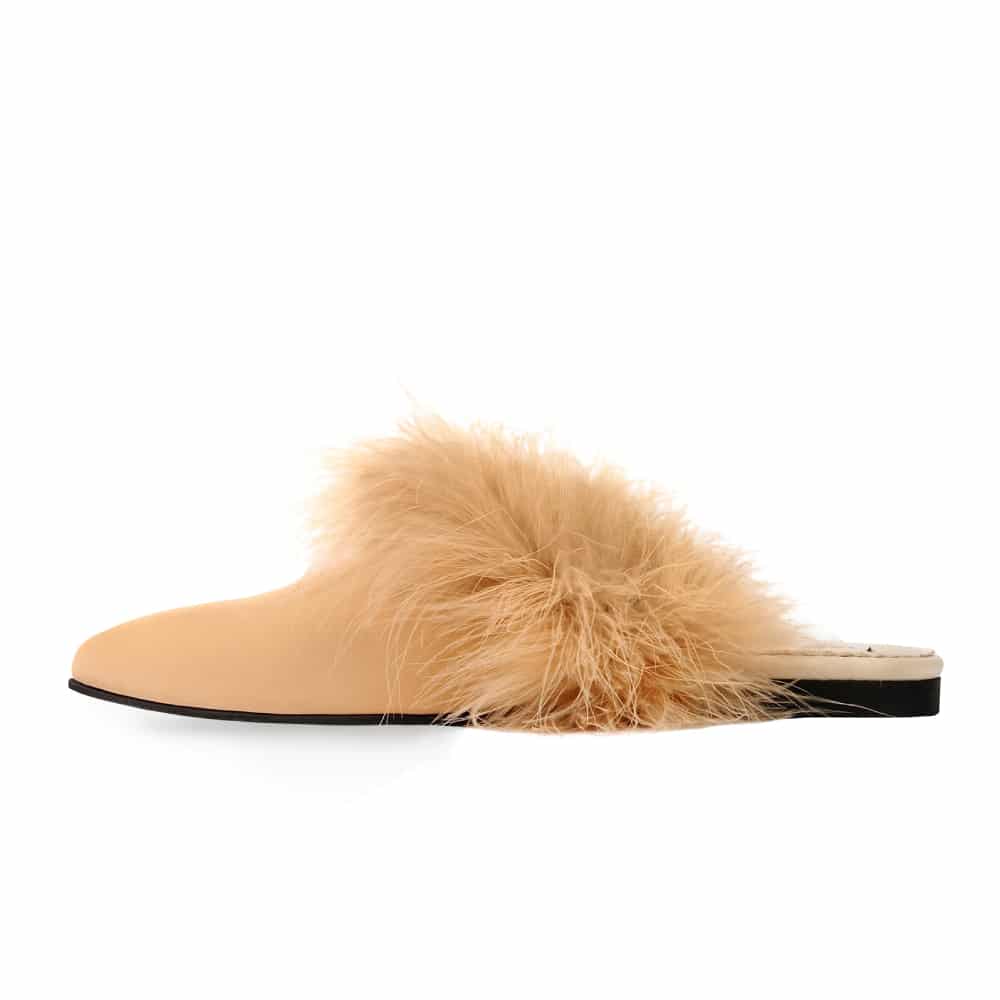 Silk beige mules with edging | Coveti