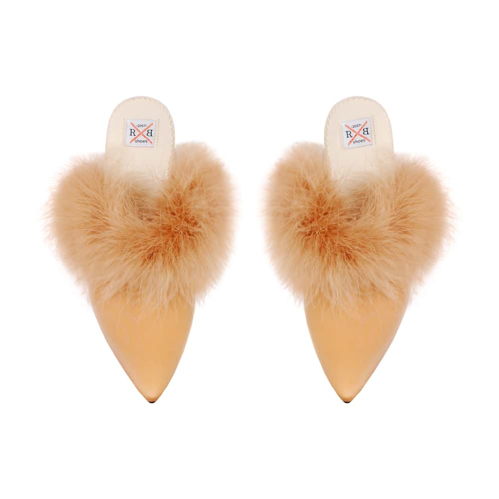 Silk beige mules with edging | Coveti