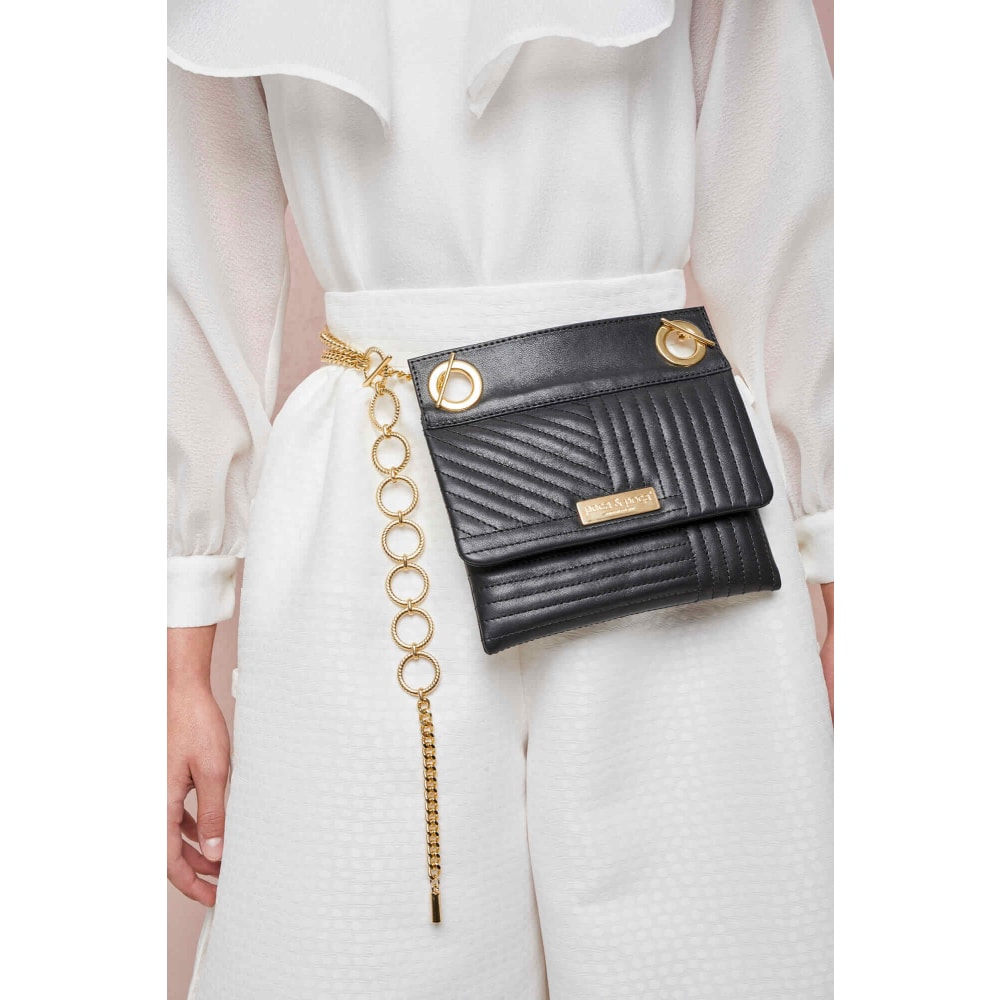 Coffee grain black quilted leather bag | Designer Collection | Coveti