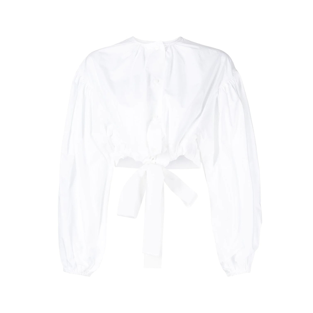 Cropped button up white blouse | Coveti