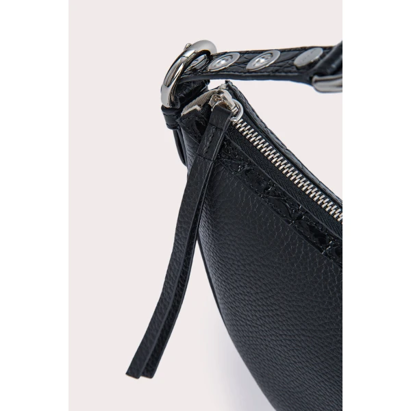 Gib black croco and flat grain leather bag | Coveti