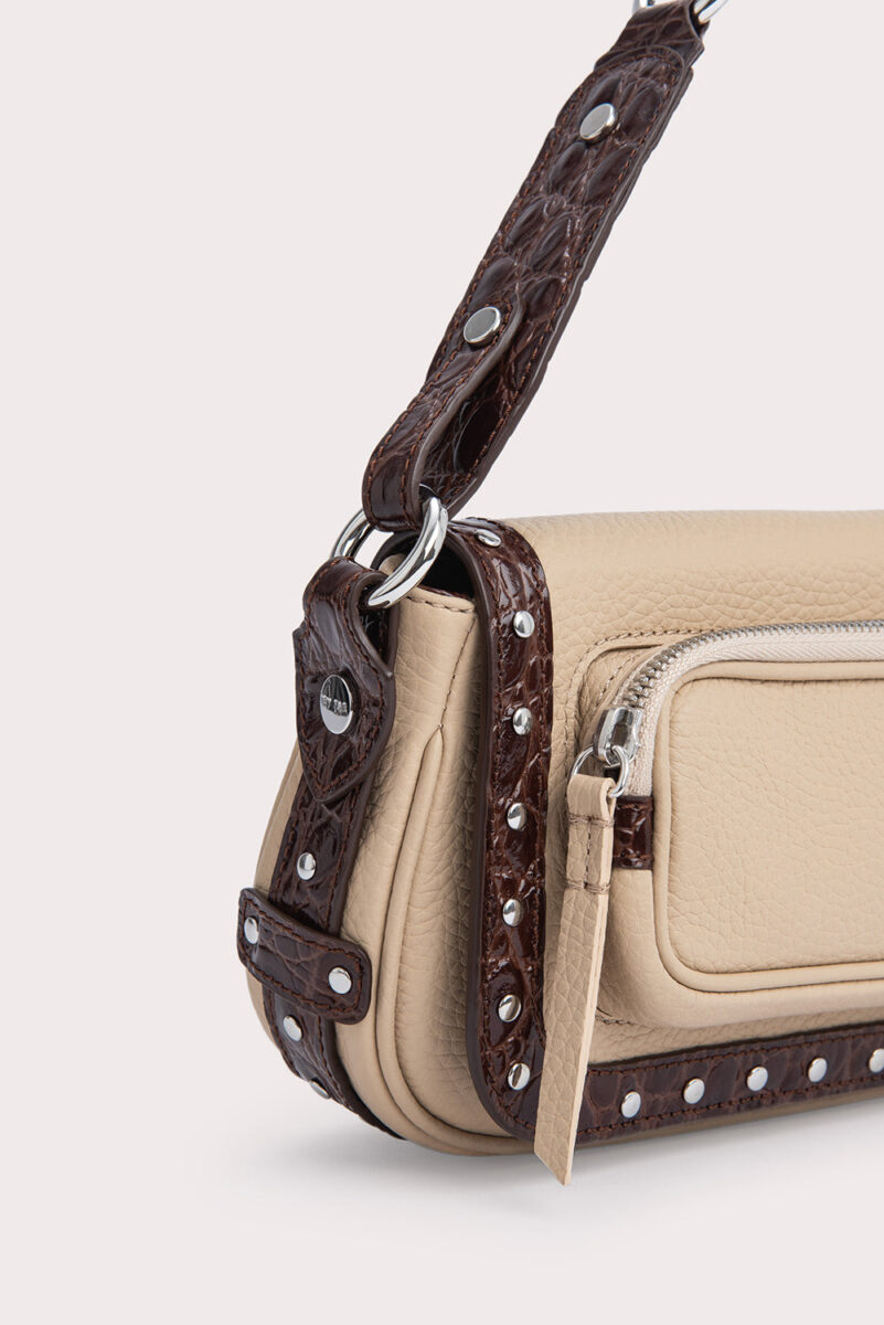 Maddy sequoia and kraft croco and flat grain leather bag | Coveti