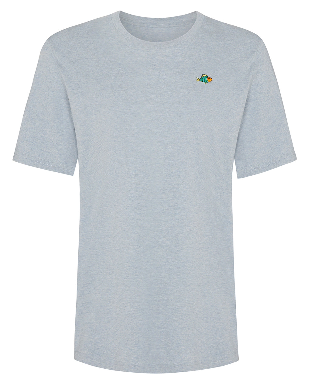 Fish Embroidered T-Shirt Heather Ice Blue | Coveti