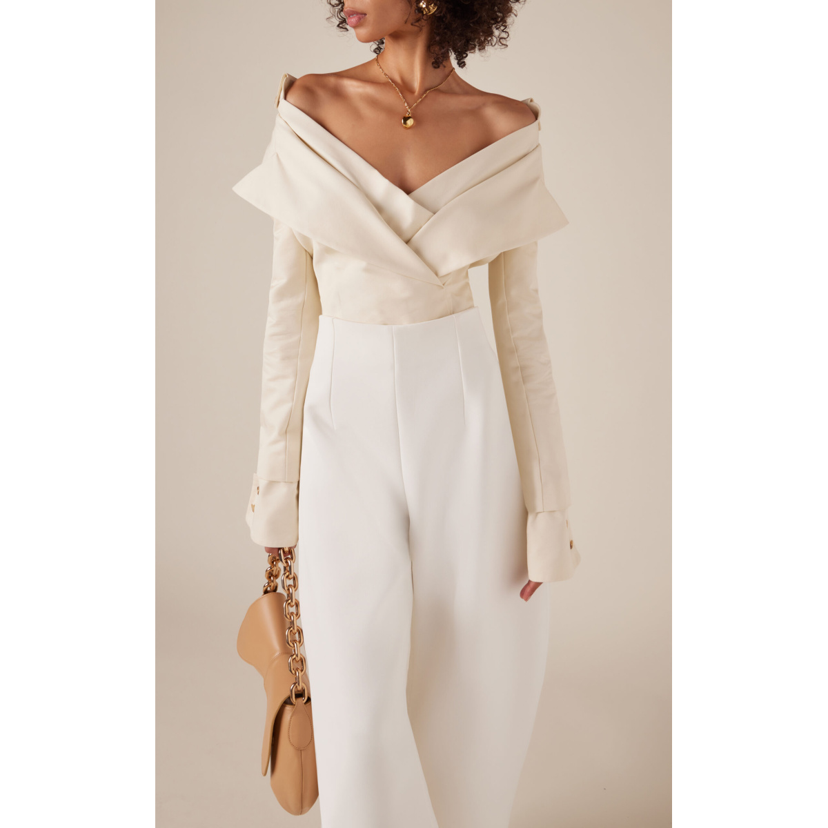 A.W.A.K.E. Mode Ivory body suit | Contemporary Ready to Wear | Coveti