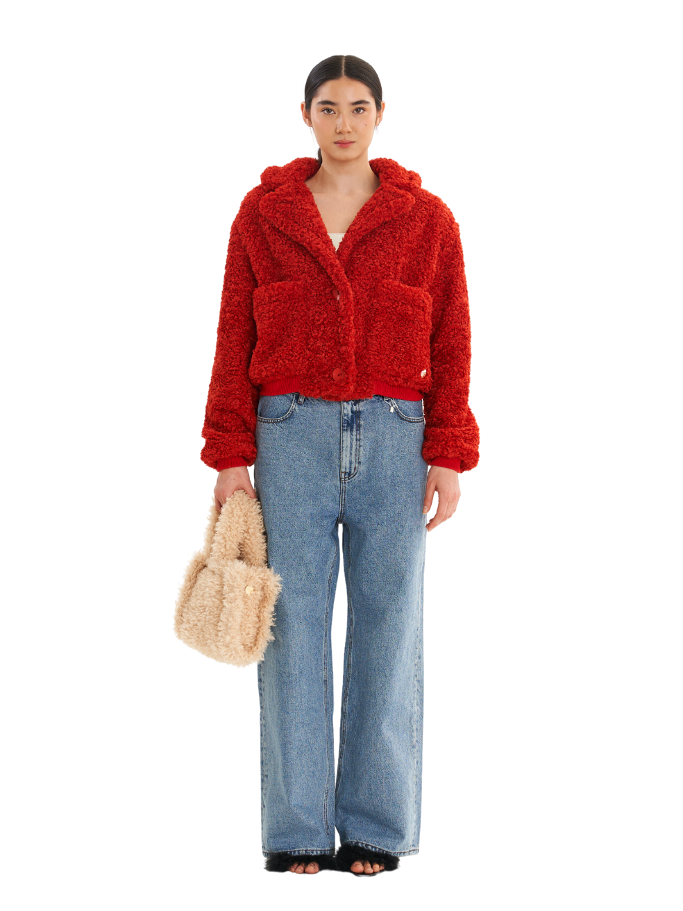 Freed Romeo Red Faux Fur Coat | Designer Faux Fur Collection | Coveti