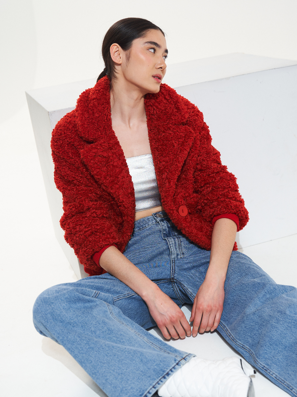 Freed Romeo Red Faux Fur Coat | Designer Faux Fur Collection | Coveti