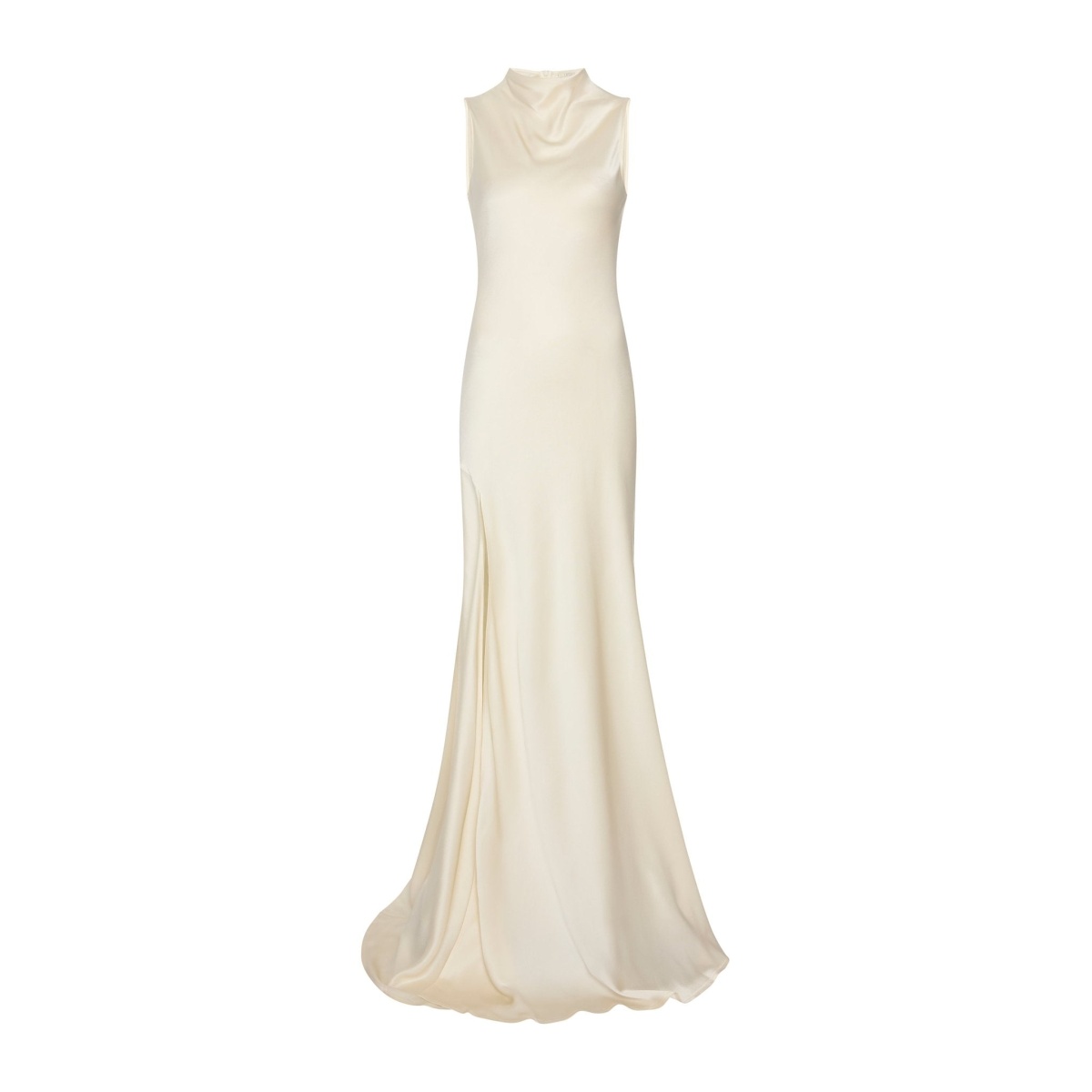 1 Ivory Satin Drape Neck Sleeveless Gown | Contemporary Ready to Wear ...
