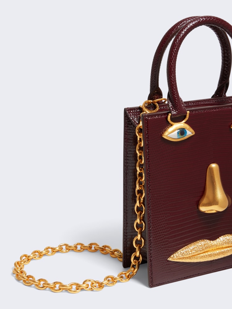 Schiaparelli Mini Anatomy Jewelry Bag in Brown Lizard Leather | Coveti