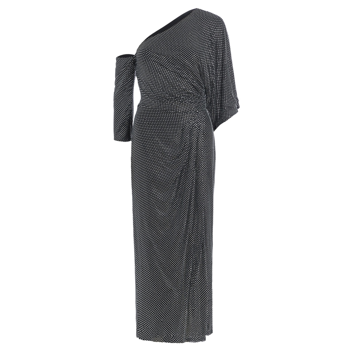Markarian Bijou Crystal Asymmetric Draped Off The Shoulder Midi Dress ...