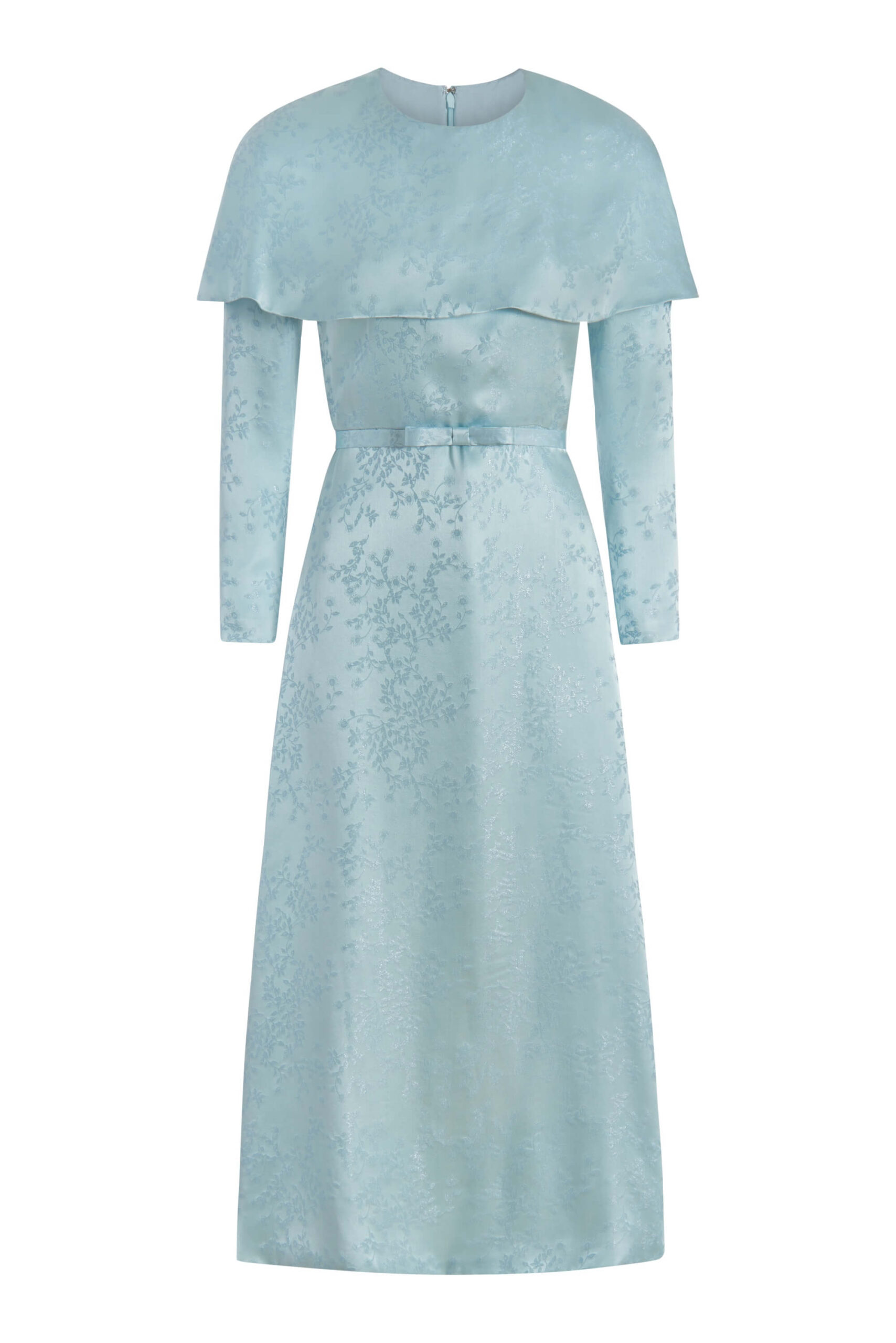 Markarian Hadley Light Blue Shimmer Floral Jacquard Capelet Long Sleeve ...