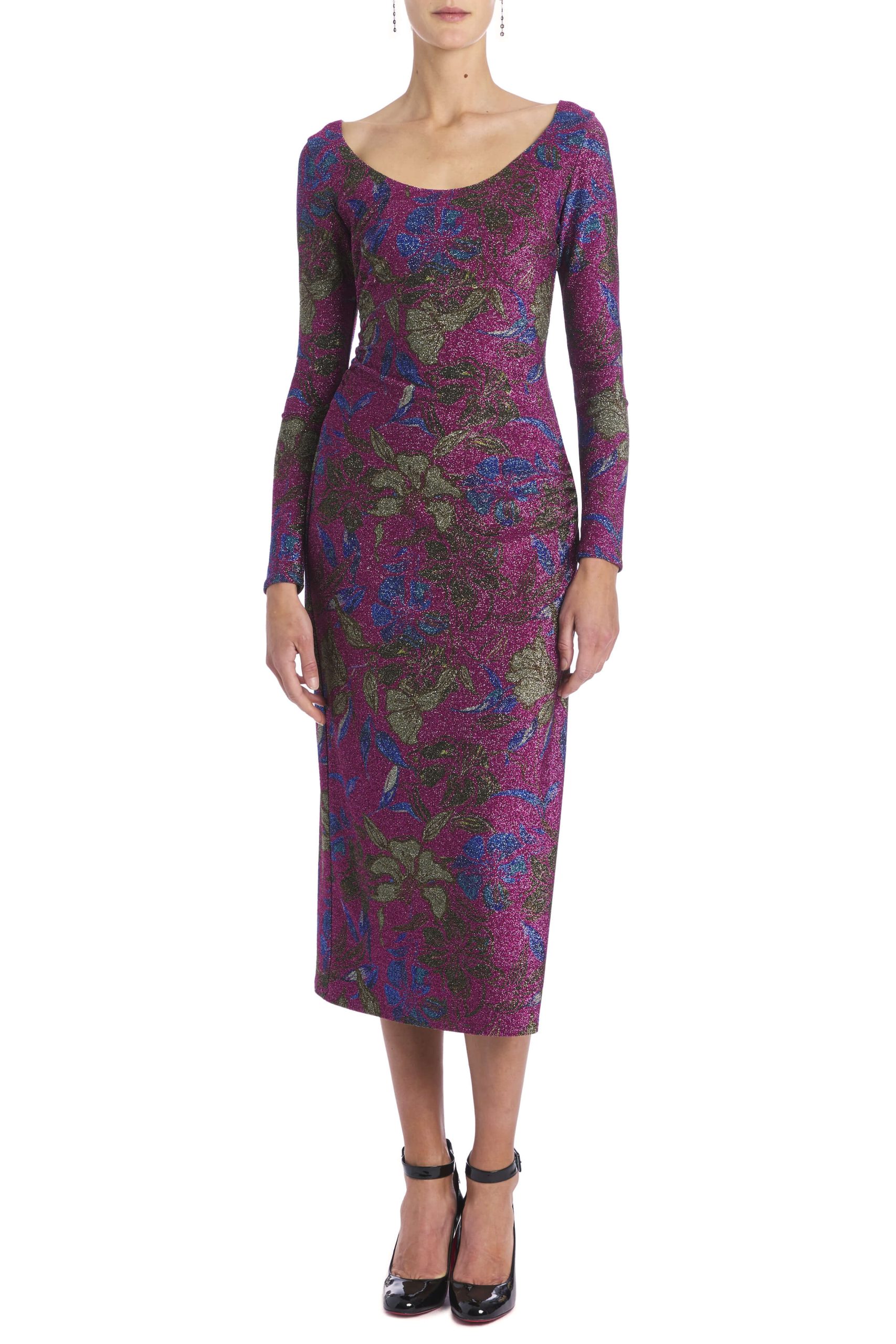Markarian Jude Long Sleeve Midi Dress With Side Slit | Luxury Ready to ...