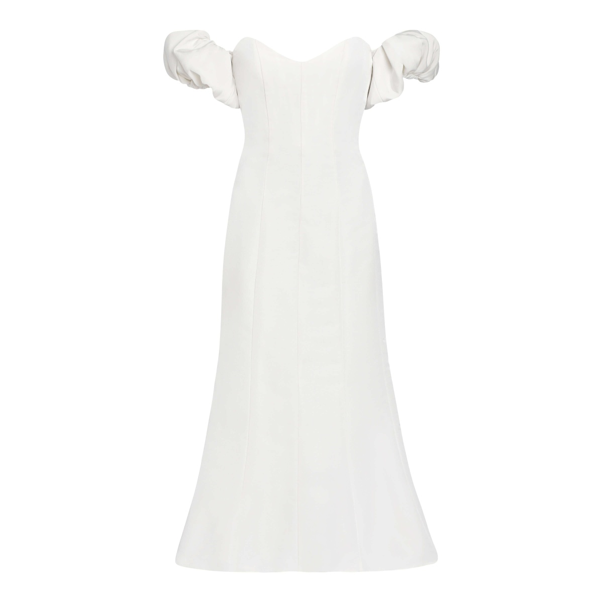 Markarian Maria White Silk Dress with Puff Sleeves | Luxury Ready to ...