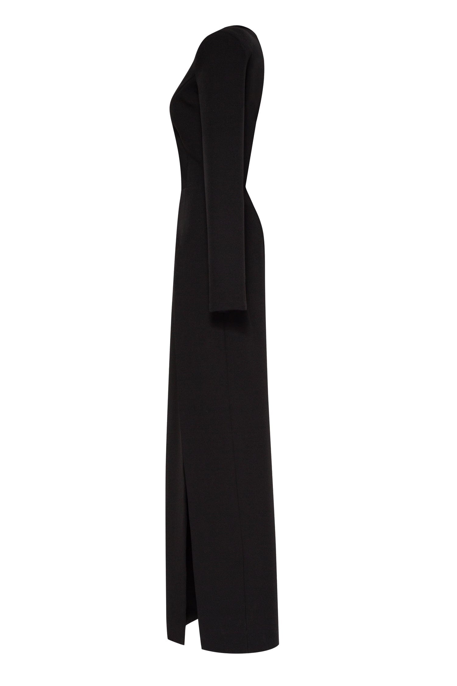 Milla Black Long-sleeved dress with sharp shoulder cut | Coveti