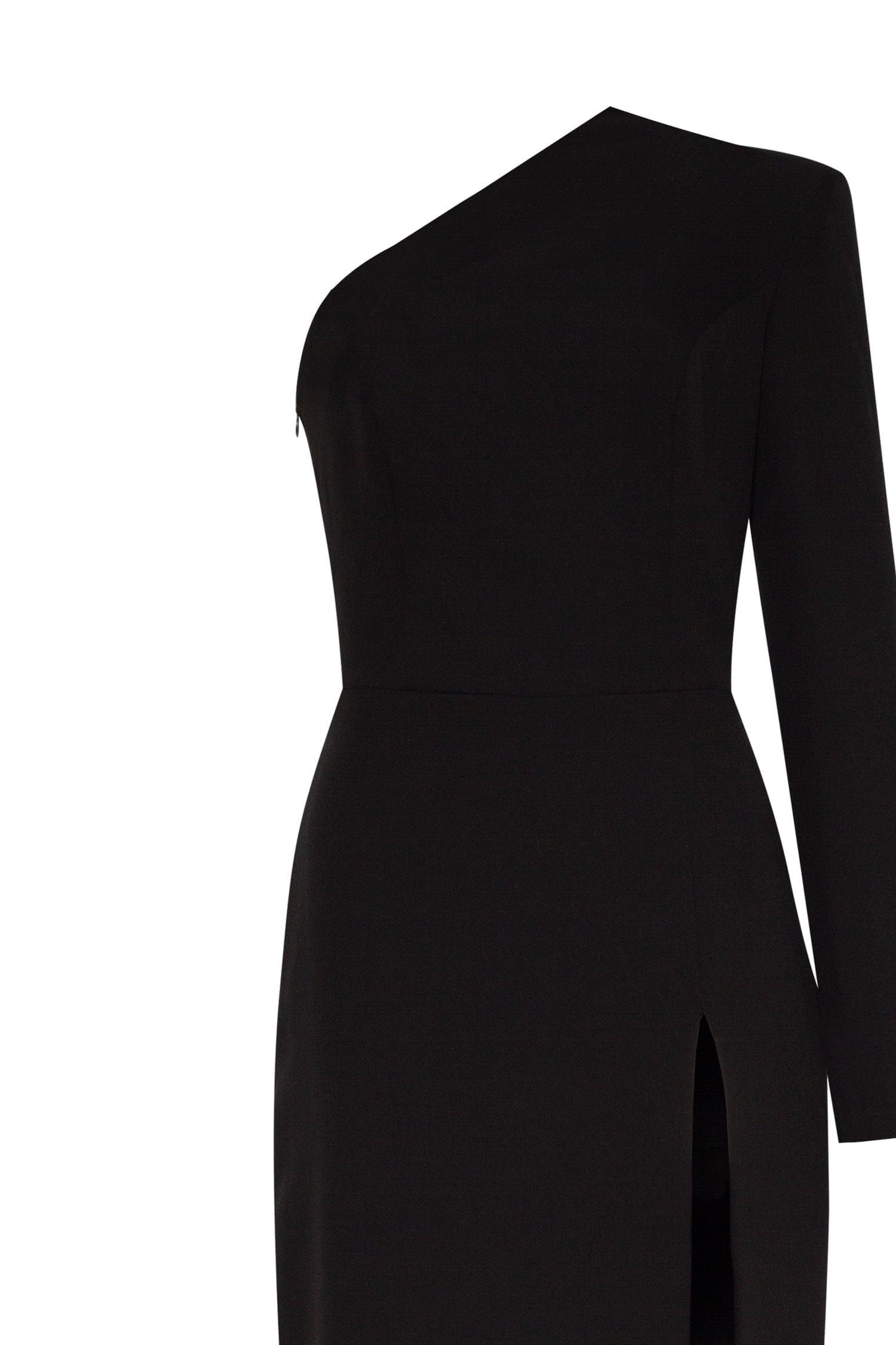 Milla Black Long-sleeved dress with sharp shoulder cut | Coveti