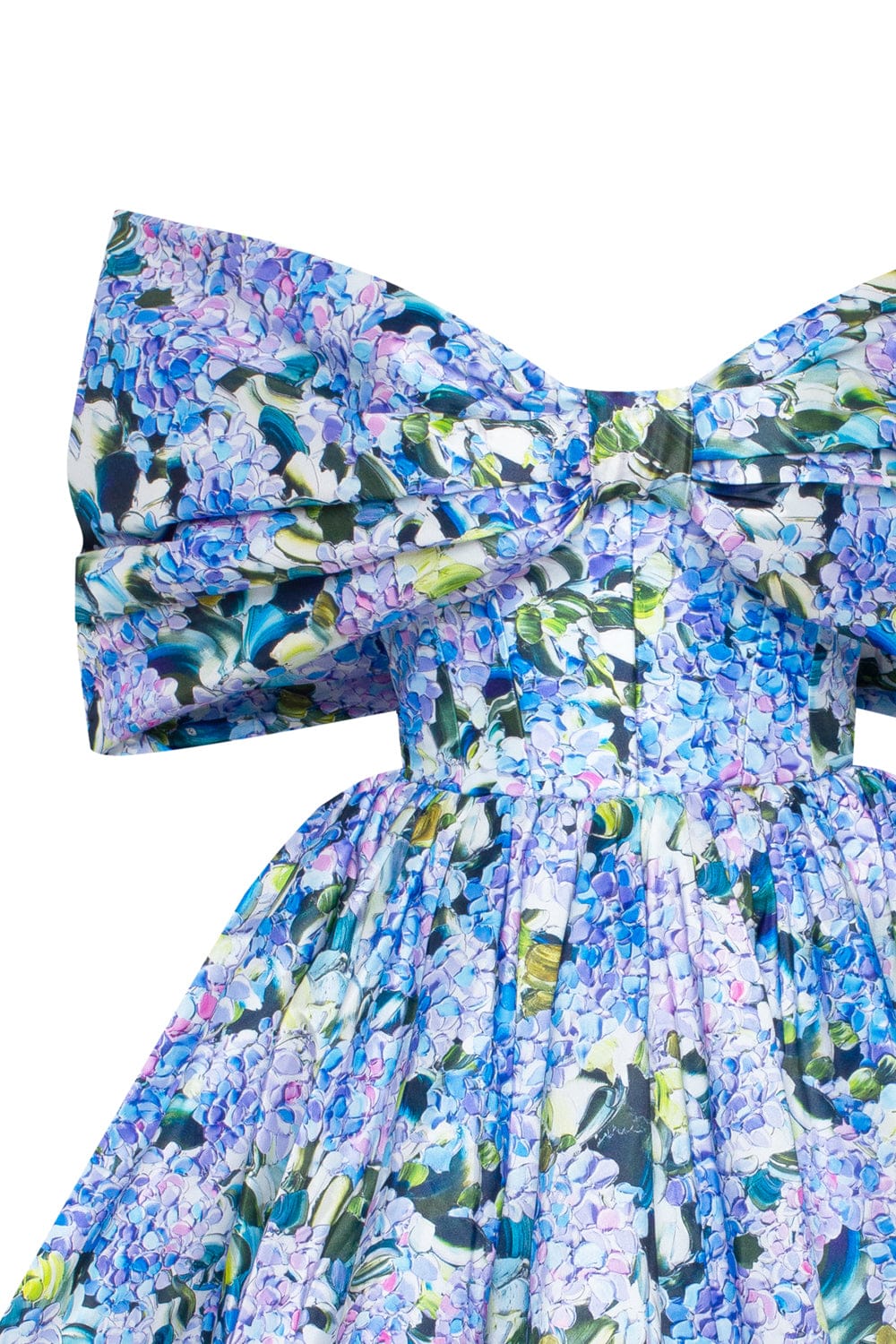 Milla Blue Hydrangea bow-detailed mini dress | Coveti