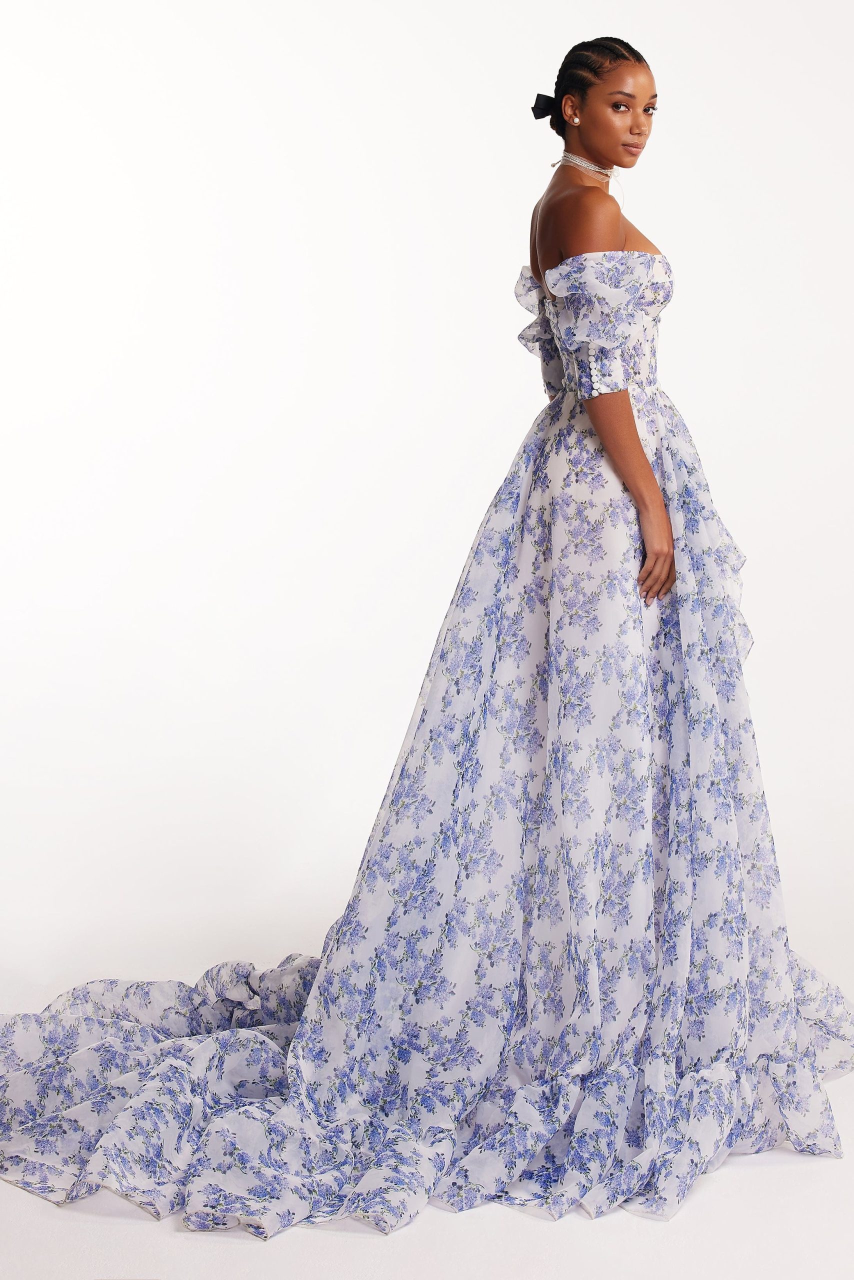 Milla Blue Hydrangea maxi princess dress | Coveti
