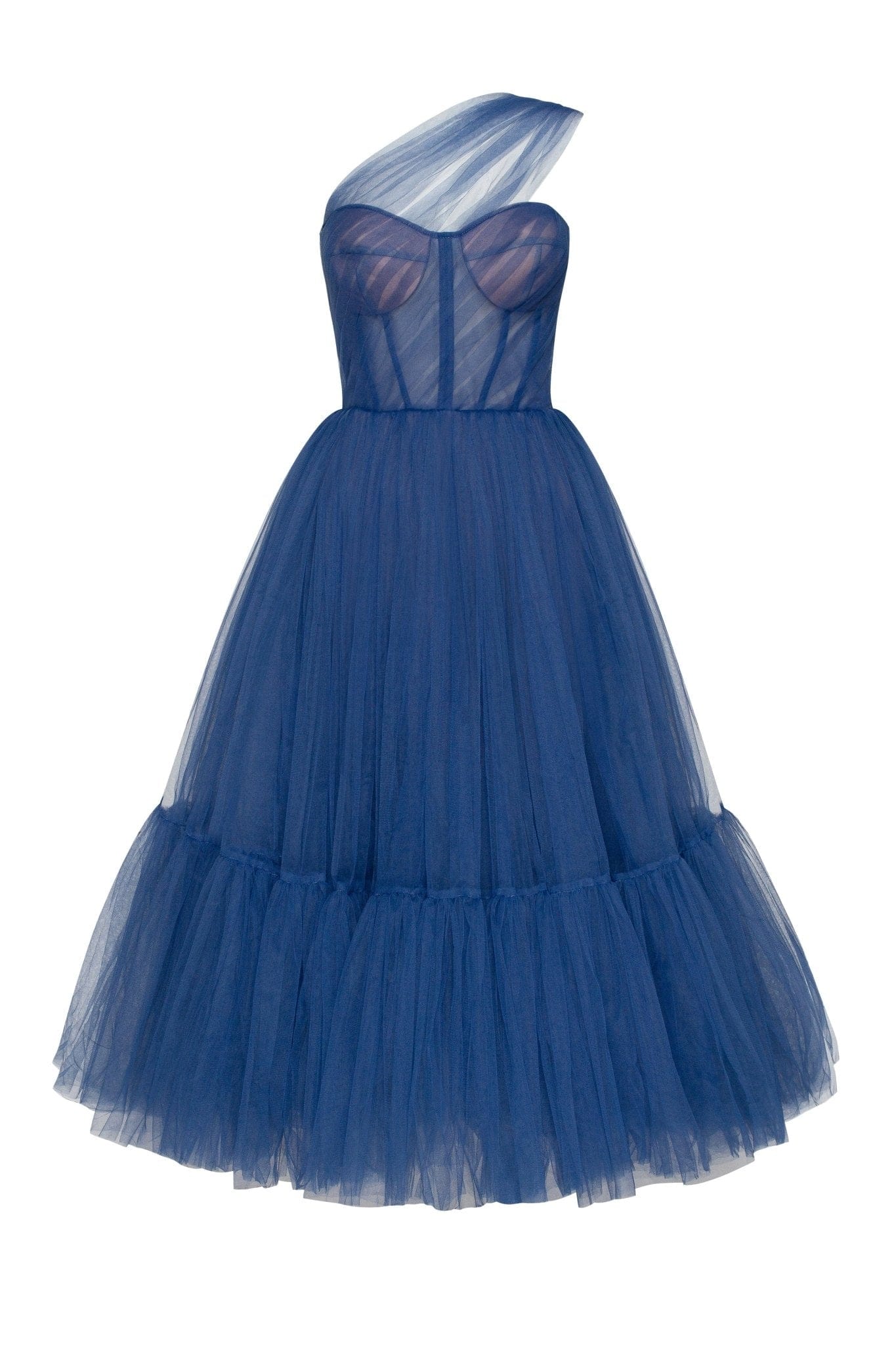 Milla Blue One-Shoulder Cocktail Tulle Dress | Coveti