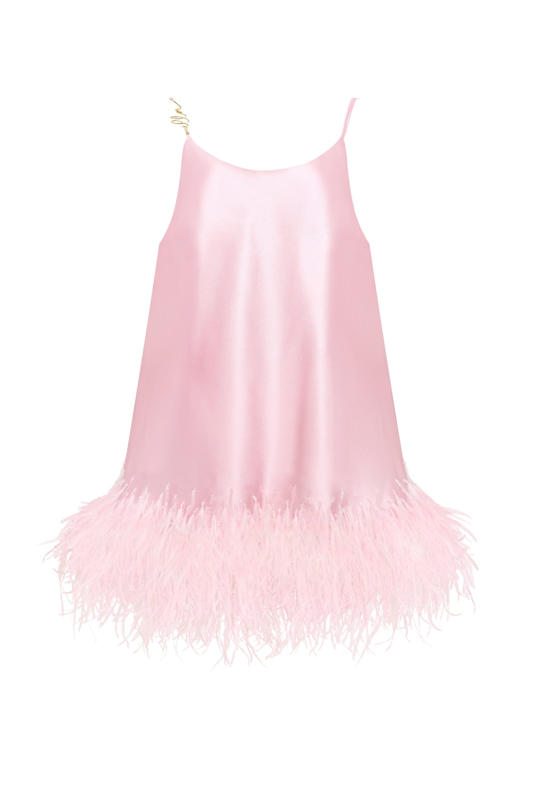 Milla Bohemian pink feather-trimmed slip mini dress, Xo Xo | Coveti