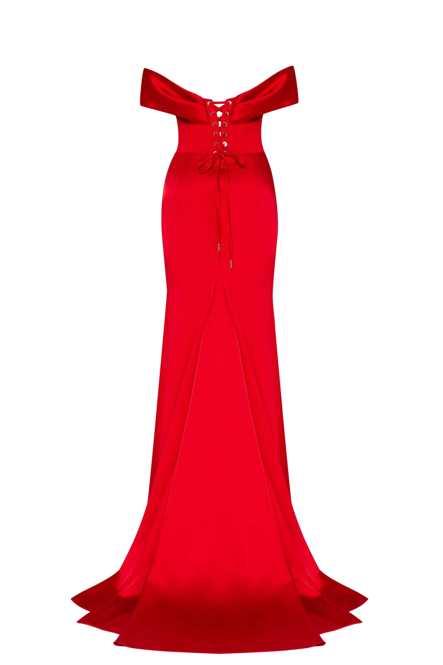 Milla Classy drop-shoulder red satin dress | Coveti