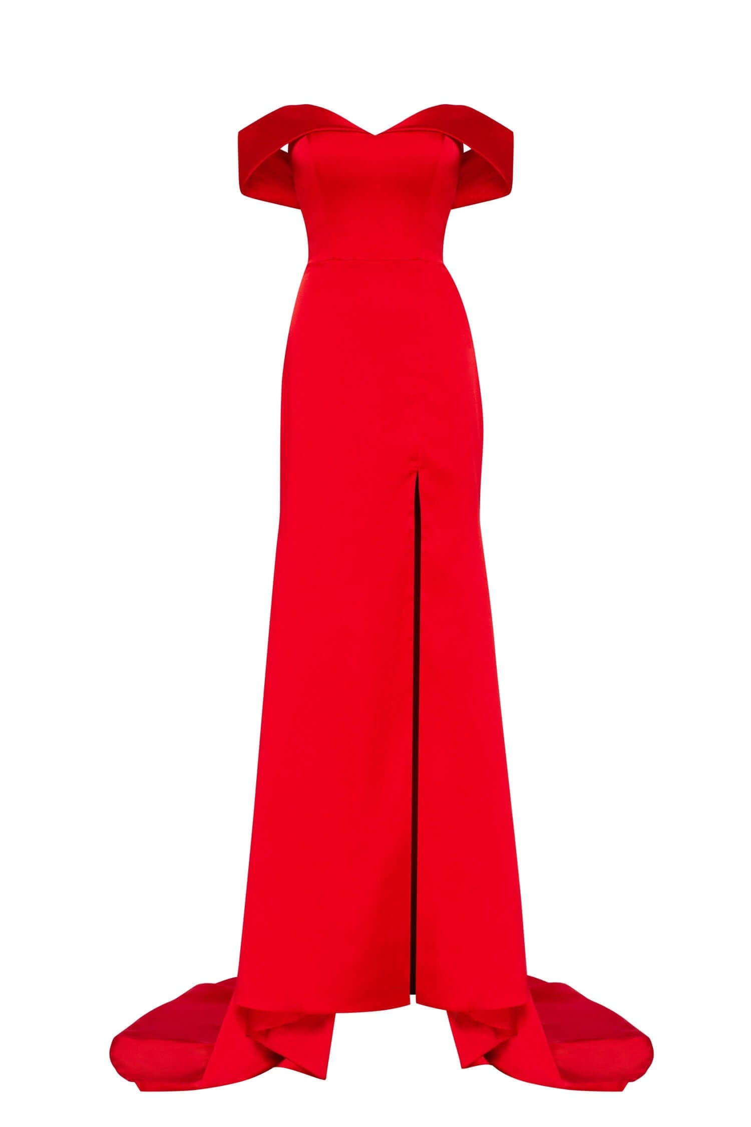 Milla Classy drop-shoulder red satin dress | Coveti