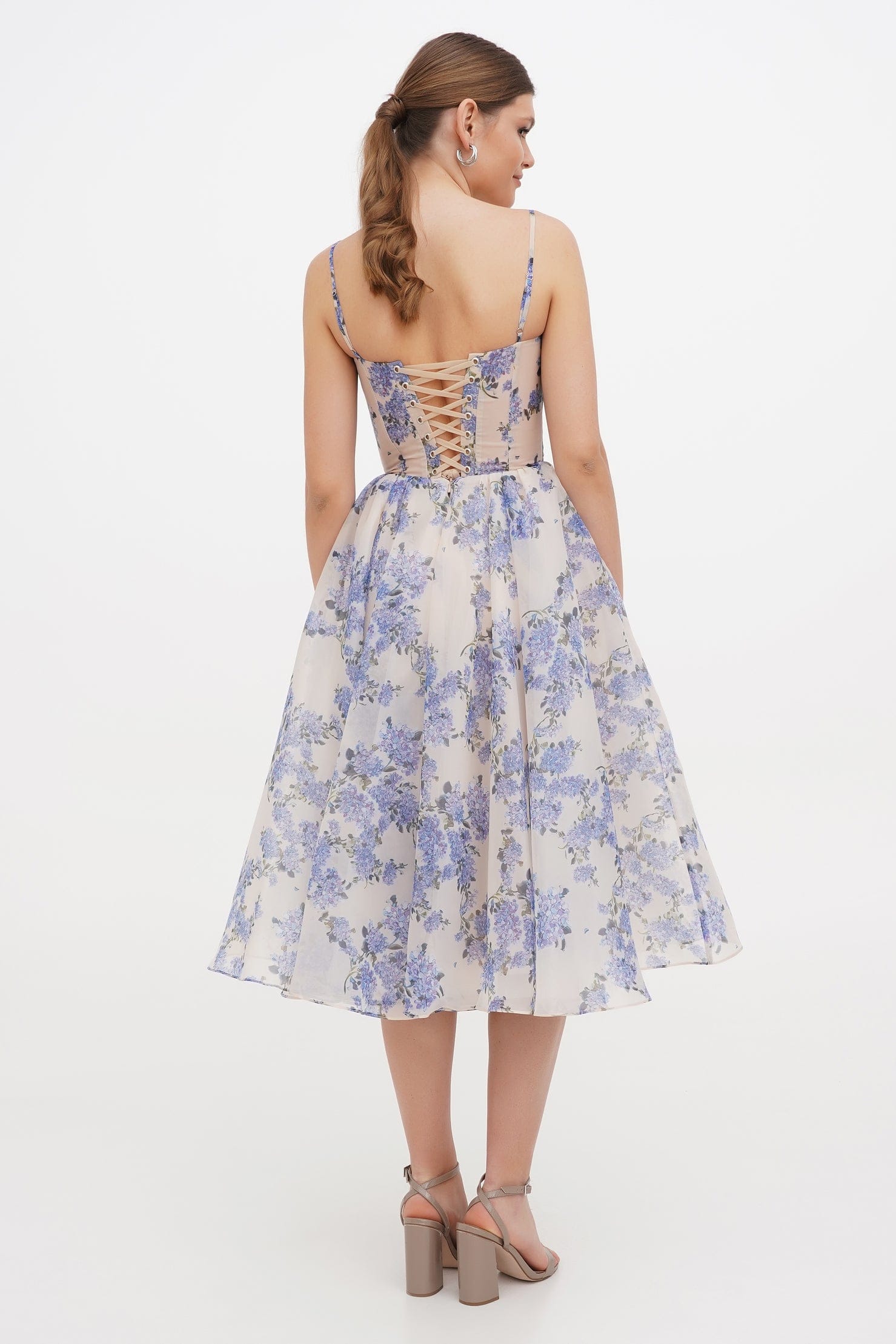 Milla Hydrangea spaghetti strap midi dress | Coveti