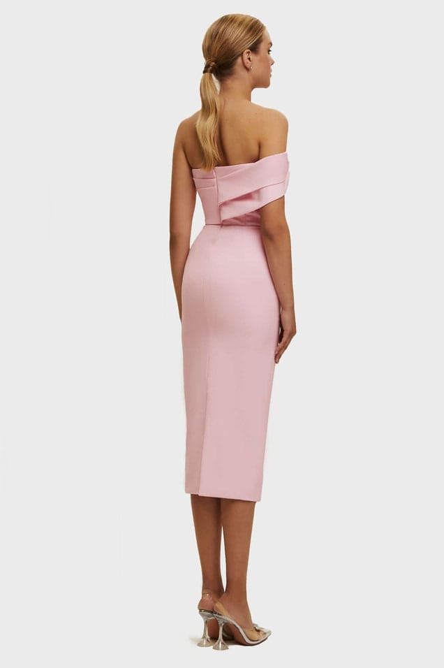Milla Pink Classy midi dress with open neckline | Coveti