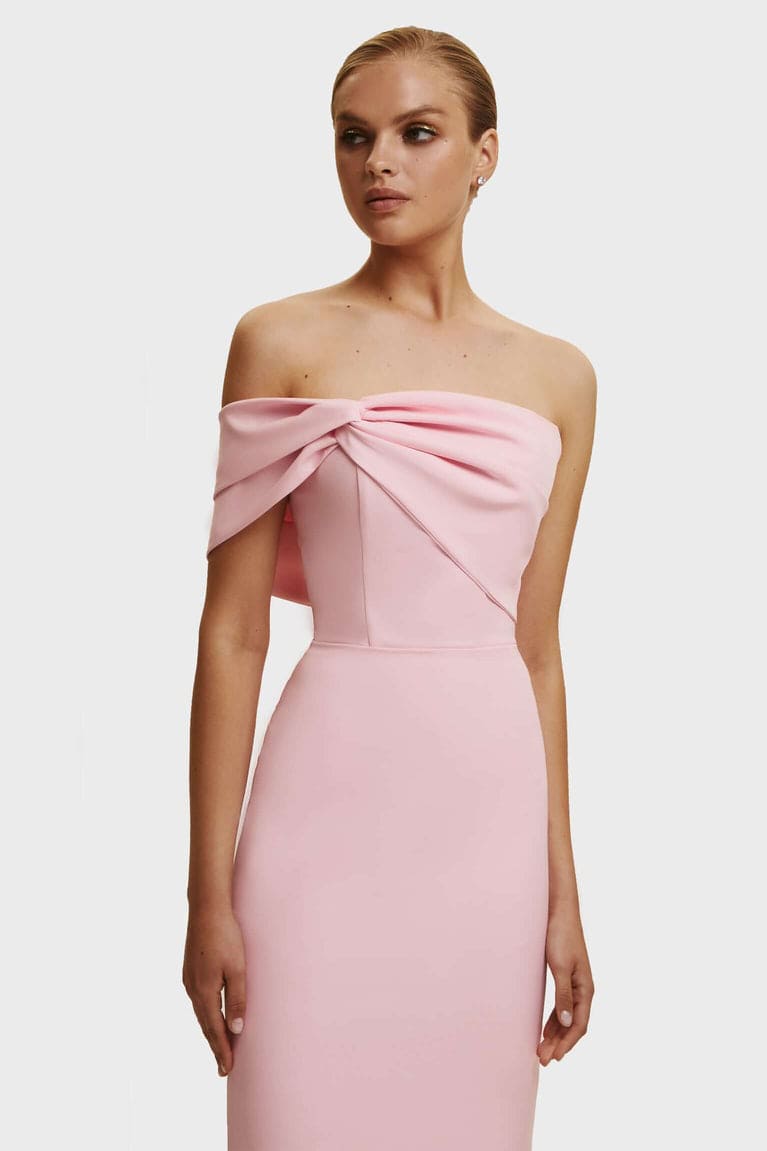 Milla Pink Classy midi dress with open neckline | Coveti