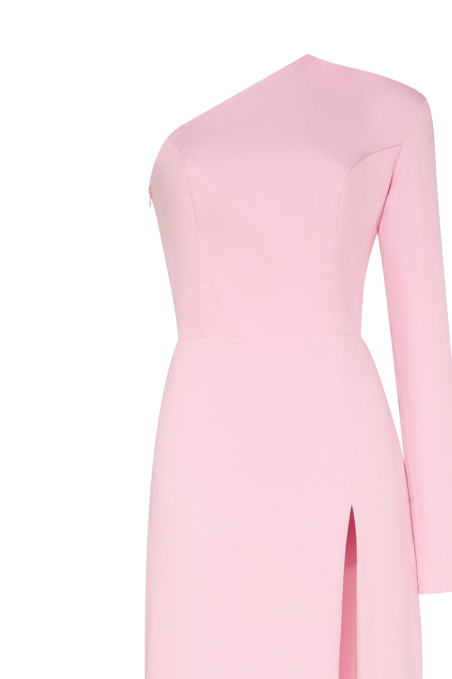 Milla Pink Long-sleeved dress with sharp shoulder cut | Coveti