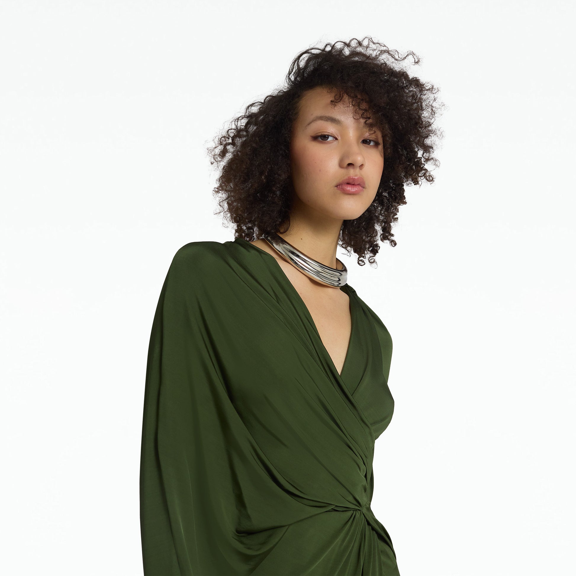 Safiyaa Abrie Olive Long Dress | Luxury Ready to Wear | Coveti