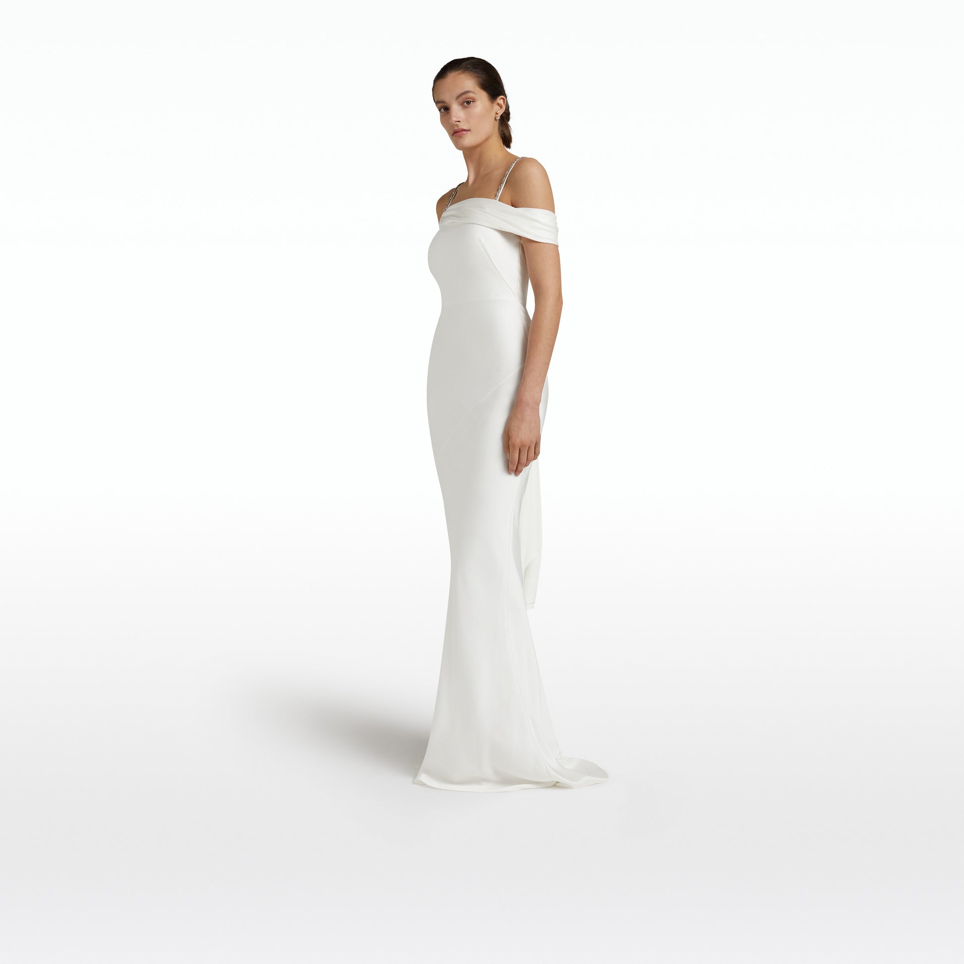 Safiyaa Brooke Ivory Long Dress | Luxury Ready to Wear | Coveti