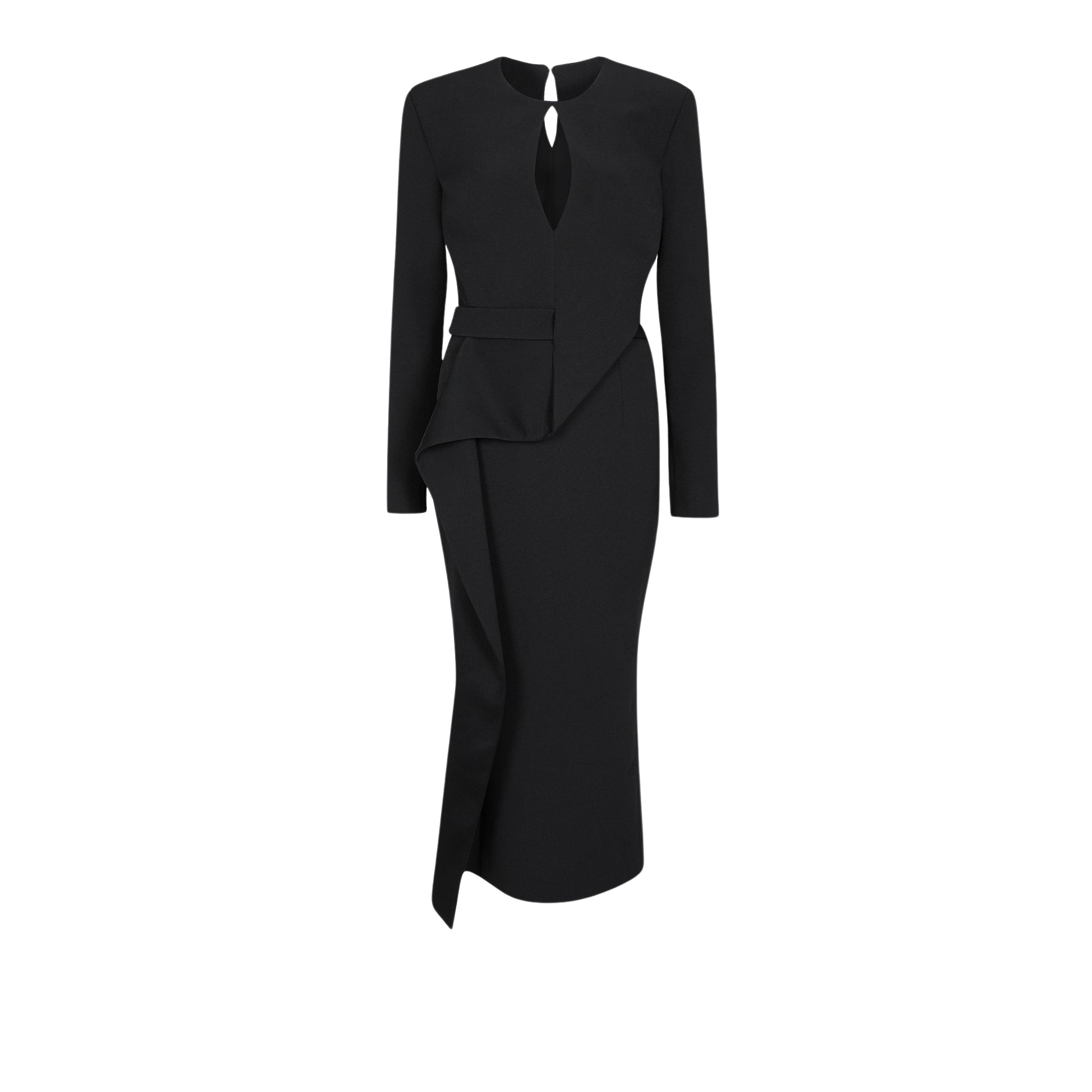 Safiyaa Dalia Black Midi Dress | Luxury Ready to Wear | Coveti
