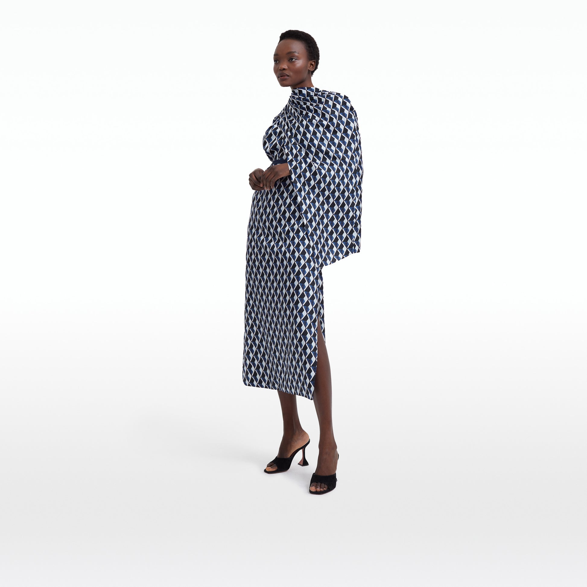 Safiyaa Dilly Graphic Diamond Midi Dress | Luxury Ready to Wear | Coveti