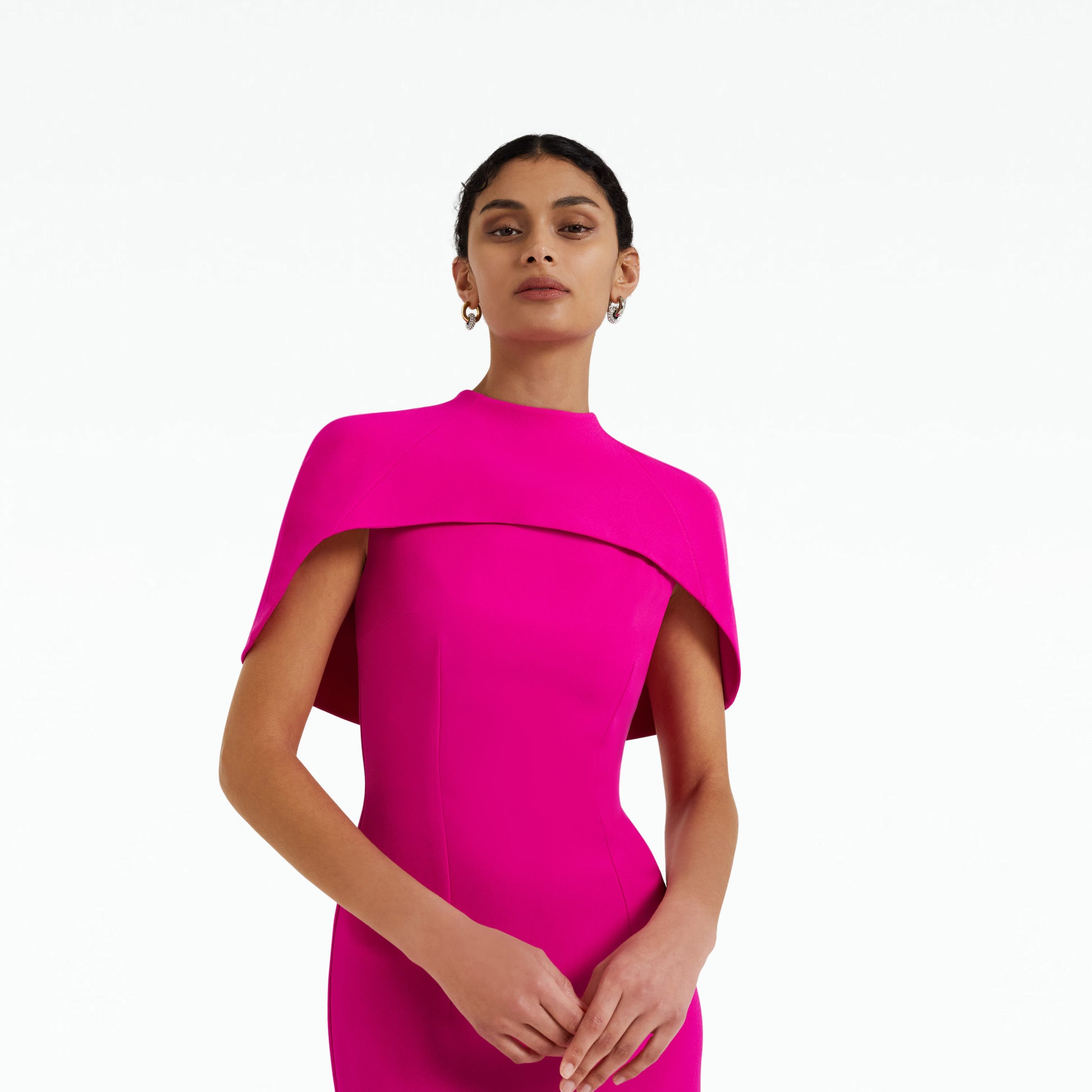 Safiyaa Kalika Wild Strawberry Midi Dress | Luxury Ready to Wear | Coveti