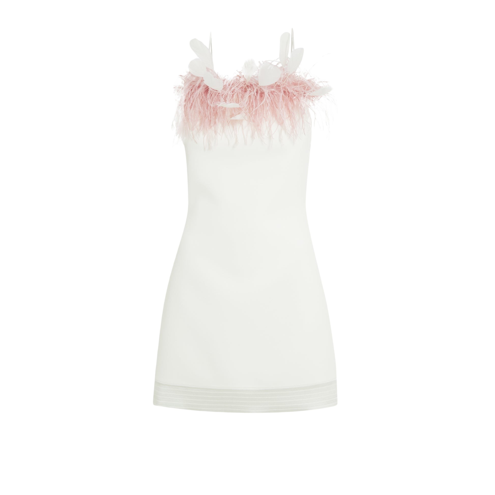 Safiyaa Molly Ivory Feather-Trimmed Short Dress | Luxury Ready to Wear ...