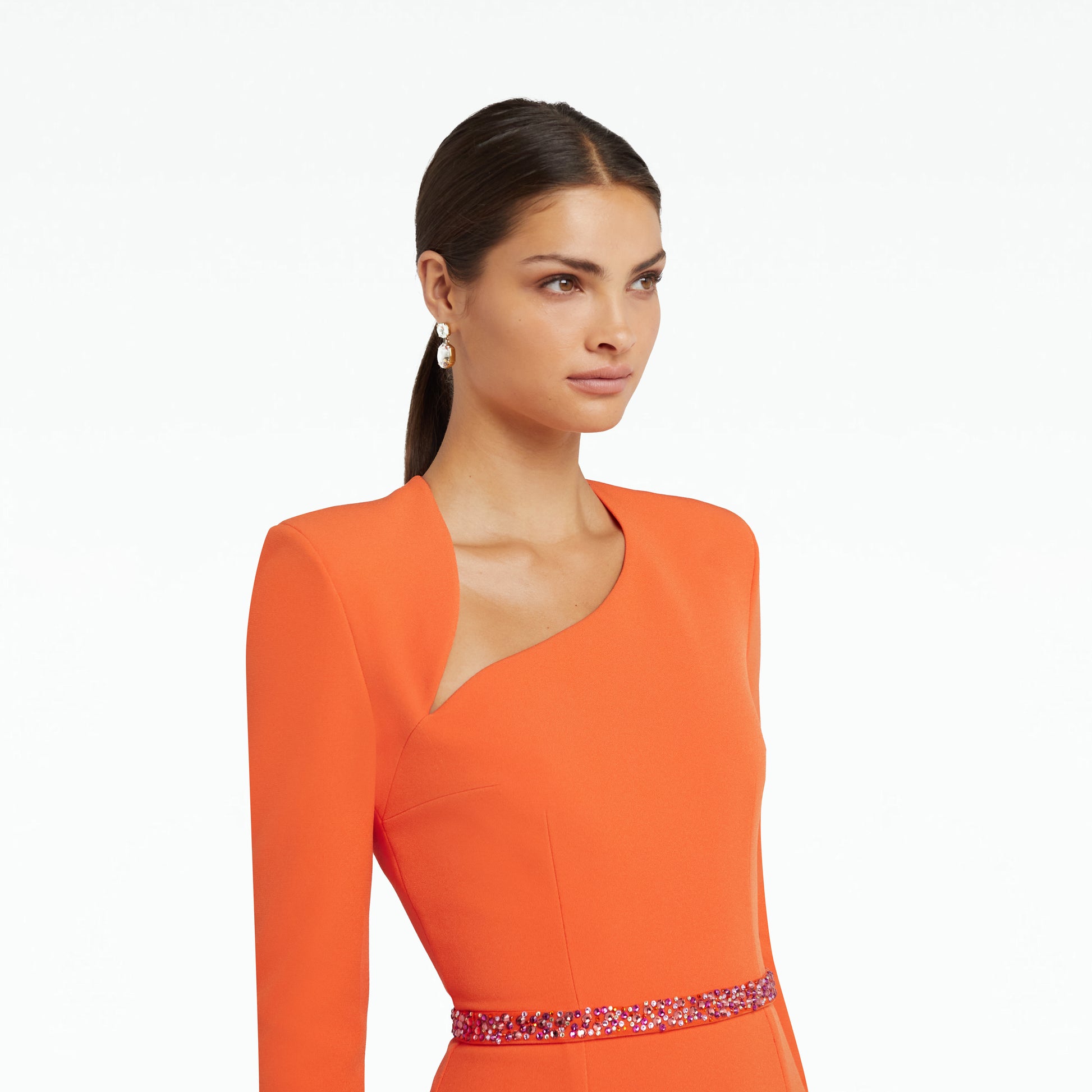 Safiyaa Ottavia Seville Long Dress With Embroidered Belt | Luxury Ready ...