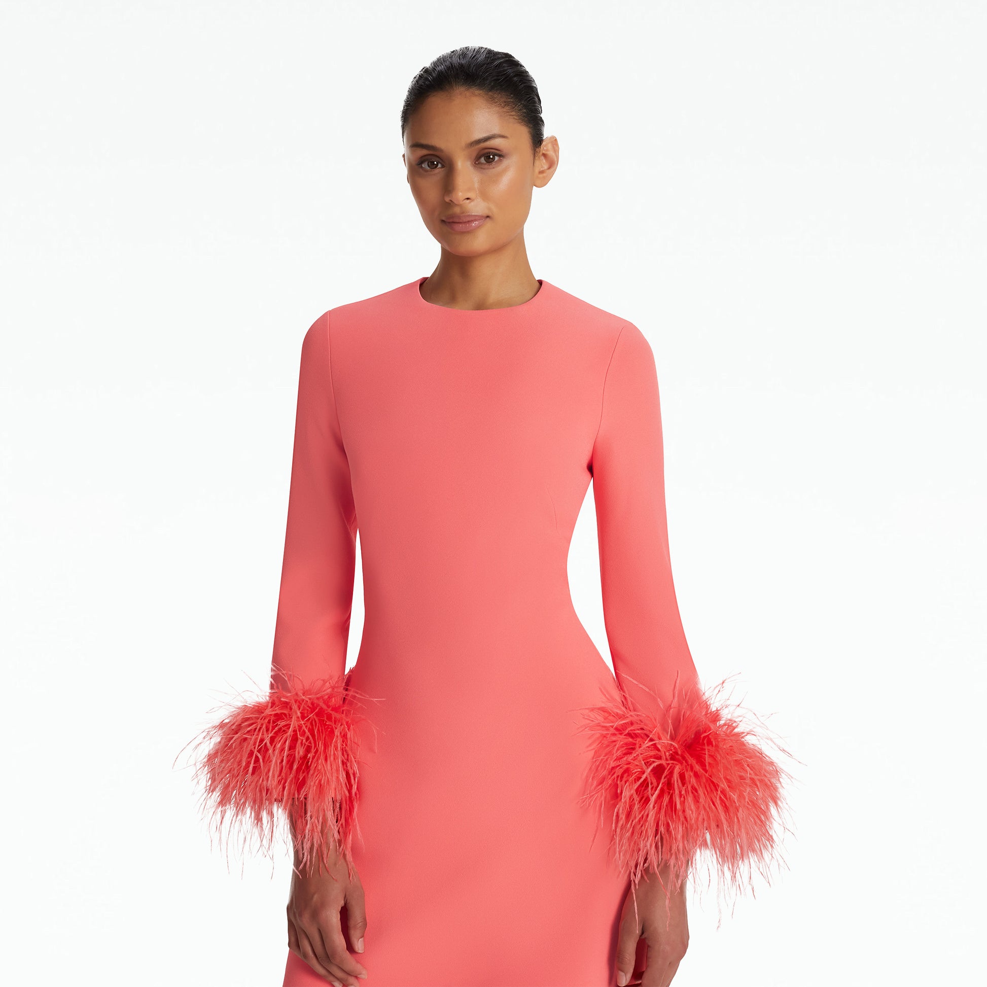 Safiyaa Rena Mosaico Feather-Trimmed Short Dress | Luxury Ready to Wear ...