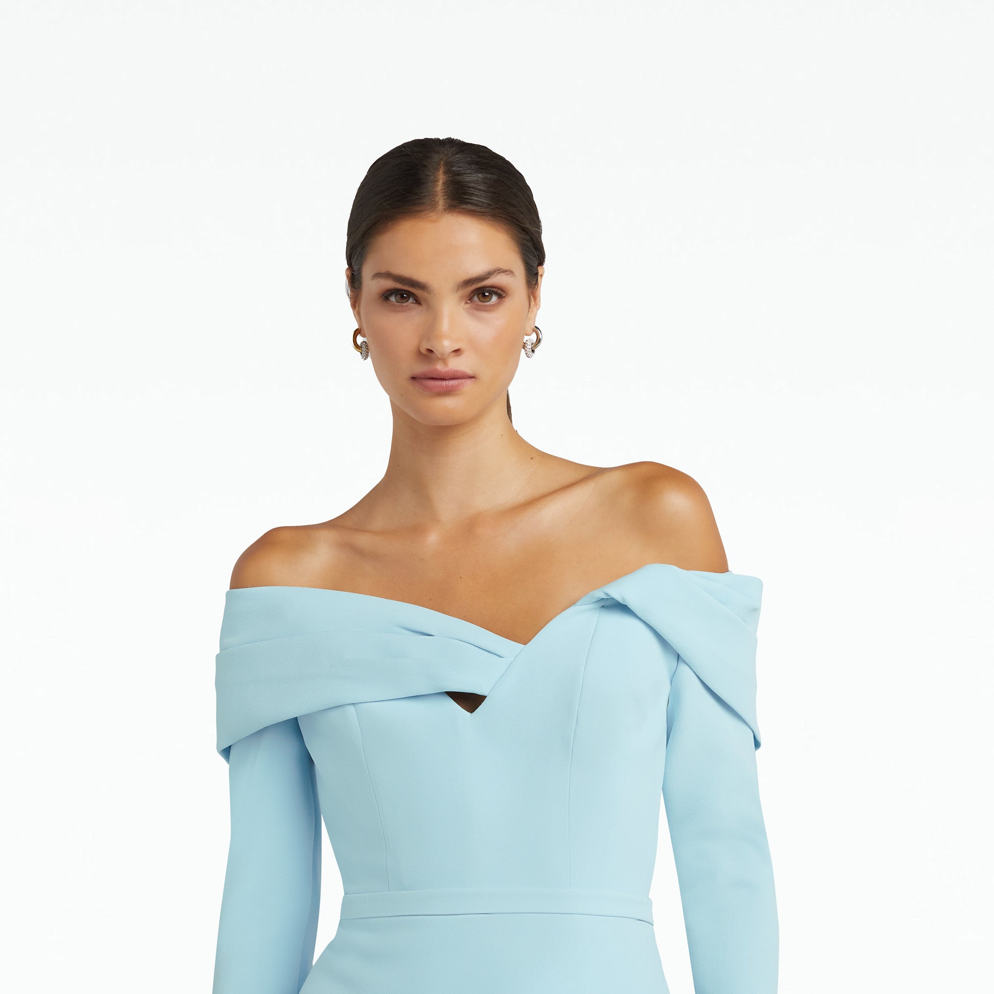 Safiyaa Tinsley Baby Blue Midi Dress | Luxury Ready to Wear | Coveti